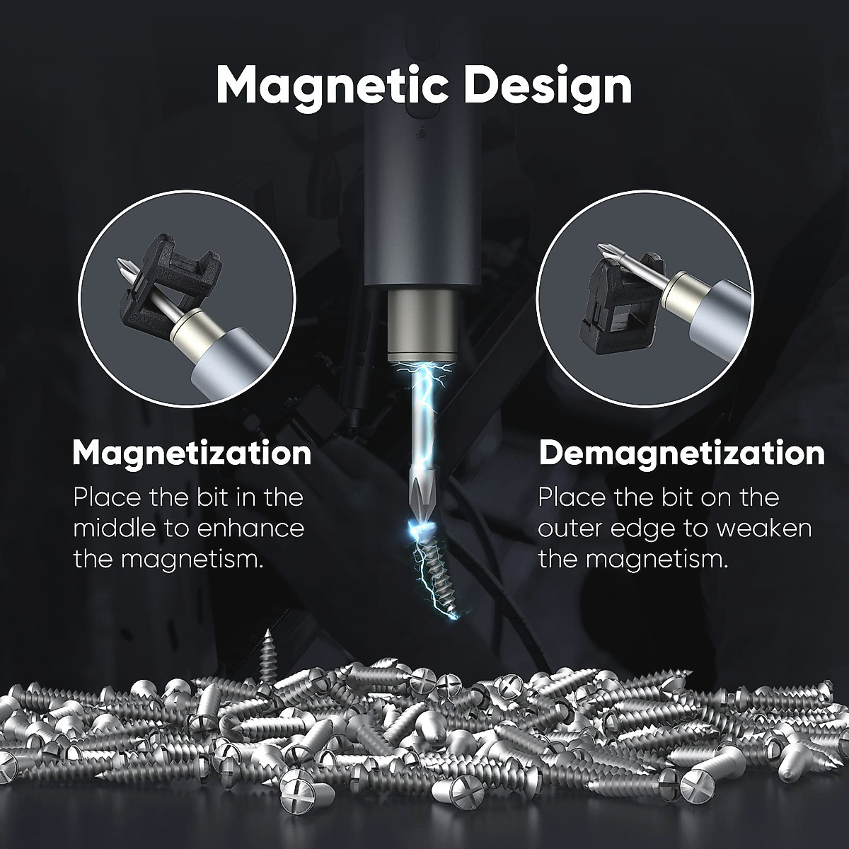 PKEY Electric Screwdriver Set, Cordless Screwdriver with 32 Magnetic Bits & 4 LED Lights, Torque Adjustment, Rechargeable 2000mAh Battery, Repair Tool Kit for Door Locks, Printers, Computer, Bicycle