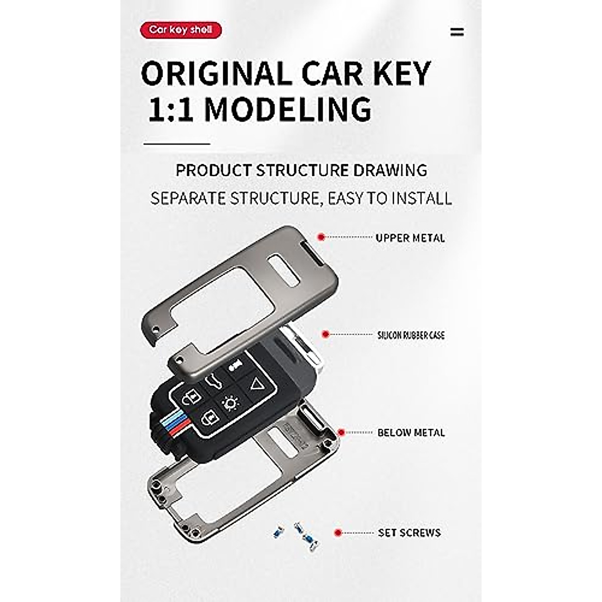 SANRILY Luminous 6 Button Key Fob Cover Case Fit for Volvo 2017 2018 S60 S80 V40 V60 V70 XC60 XC70 Keyless with Keychain Black