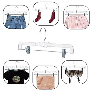 HOUSE DAY Clear Skirt Hangers 12 Pack and White Velvet Hangers 50 Pack, Closet Hangers Set, College Dorm Room Essentials