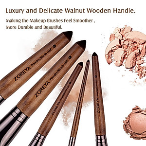 ZOREYA Makeup Brush Set ,15pcs Unique Walnut Makeup Brushes with Nobility,Professional Premium Synthetic Foundation Powder Concealers Eye Shadows Makeup brushes Set with Perfect Vegan Leather Bag