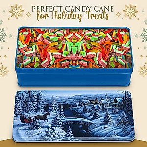 Crave Island Christmas Style Multi-Purpose Rectangular Tin Box with Lid - Metal Rectangle Box - Christmas Cookie Tin - Splendid Christmas Design - Spacious to store Sweets, Candy, and Food Storage