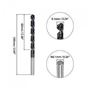 uxcell 6.1mm M42 High Speed Steel Jobber Drill Bits, TiCN Coated Round Shank Twist Drill Bit for Stainless Steel, Alloy and Hard Steel