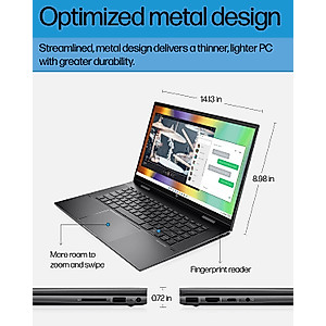 HP 2023 Newest Envy x360 Convertible 2-in-1 Laptop, 15.6" FHD Touchscreen Display, AMD Ryzen 7 5825U Processor, 16GB RAM, 1TB SSD, AMD Radeon Graphics, Fingerprint Reader, Windows 11 Home, Black