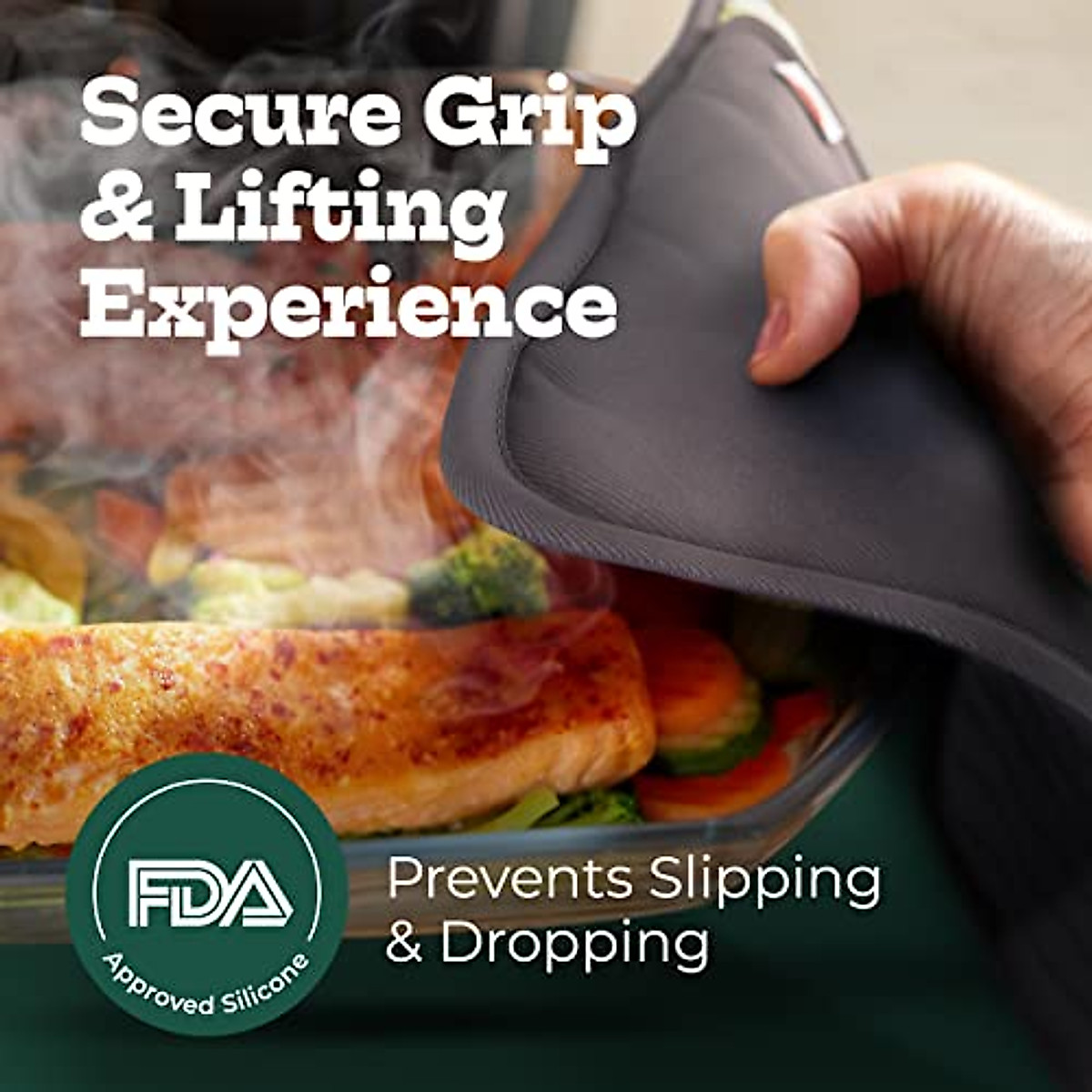 Big Red House Pot Holders for Kitchen Heat Resistant, Set of 2, Silicone Pot Holders for Kitchen and Baking, Gray