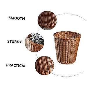 VICASKY 1pc Rattan Trash Can Woven Storage Baskets Seagrass Storage Baskets Decorative Storage Baskets Wicker Garbage Basket Fake Rattan Trash Can Garbage Containers Woven Rubbish Can