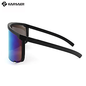 Karsaer Vision Shield Sunglasses for Men Women Oversized Neon 80s 96s Visor Shades Sports Style Outdoor Cycling Ski