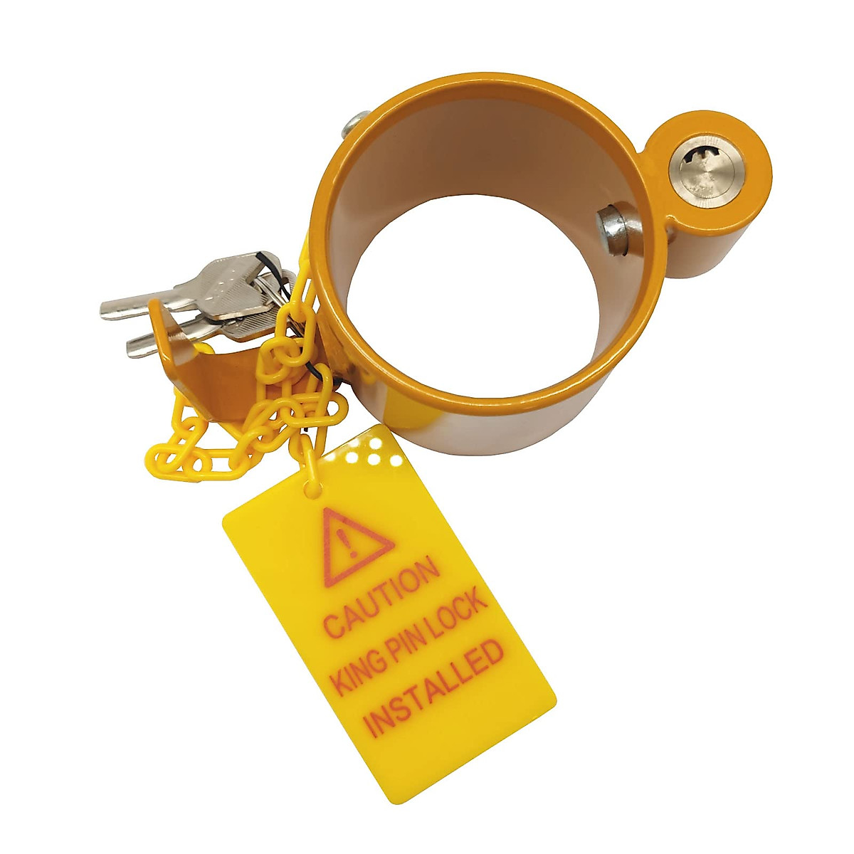 Fundyliue 5th Wheel King Pin Lock Solid Steel Trailer King Pin Lock Anti Theft Replacement for RVs Container Trailers and Campers with Warning Tag