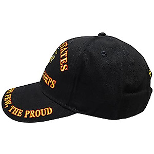 United States Marine Corps EGA The Few, The Proud Black Cotton Adjustable Embroidered Baseball Cap Hat - Officially Licensed