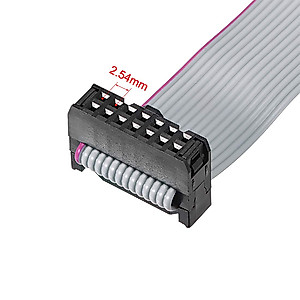 uxcell IDC Wire Flat Ribbon Cable FC/FC Connector A-Type 14 Pins 2.54mm Pitch 1m Length Gray