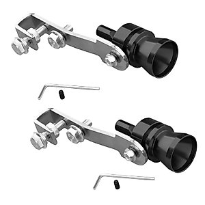 QODOLSI Pack-2 Turbo Sound Whistle Simulator, 4.0In x 0.9In Car Roar Maker Tail Pipe Whistle, Aluminum Turbo Sound Whistle Exhaust Muffler Sound Booster, Car Universal Styling Accessories (Black)