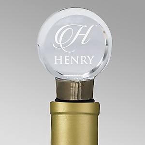Custom Personalized Premium Crystal Glass Wine Bottle Stopper with Box - Engraved and Monogrammed