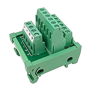 Jienk 2 in 6 Out Terminal Blocks Module, 25A DIN Rail Mounting Terminal Block Power Distribution Breakout Board for PLC Servo Power Amplifier