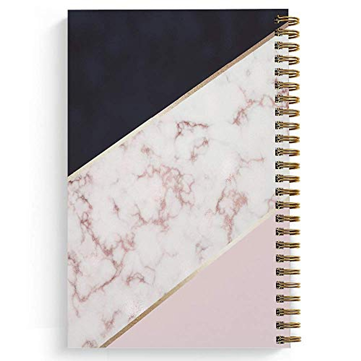 Softcover Boss Babe 5.5" x 8.5" Spiral Notebook/Journal, 120 College Ruled Pages, Durable Gloss Laminated Cover, Gold Wire-o Spiral. Made in the USA