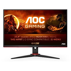 AOC Gaming 24G2SPU - 24 Inch FHD Gaming Monitor, 165Hz, IPS, 1ms MPRT, Height Adjust, Speakers, freesync Premium, USB HUB (1920 x 1080 @ 165Hz, 250 cd/m², HDMI 1.4 / DP 1.2 / USB 3.2), Black