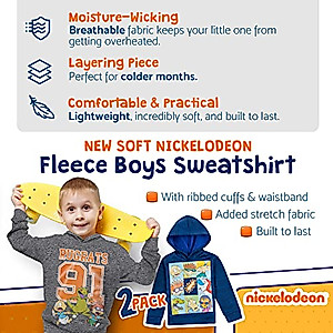 Nickelodeon 2 Pack Spongebob and Rugrats Soft Fleece Hoodies for Boys, Lightweight Graphic Pullover Sweatshirts