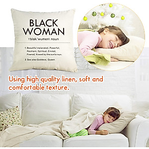 OUZ Black Women Throw Pillow Case, African American Women Gift, Mom Gifts, Gift for Grandma, Birthday Gift, Linen Cushion Cover for Sofa Couch Bed, 18 x 18 Inch-8L119