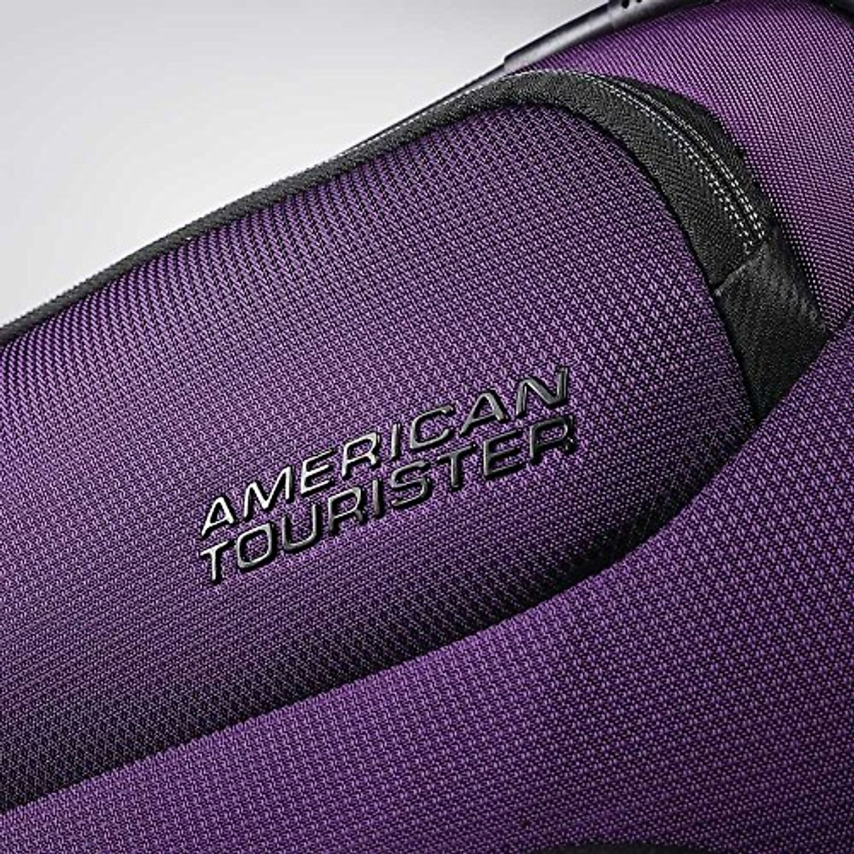 American Tourister Zoom Softside Luggage with Spinner Wheels, Purple, Checked-Medium 25-Inch