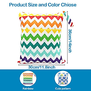 2 Pieces Wet Dry Bag Cloth Diaper with Two Zippered Pockets Waterproof ReusableW Travel Beach Pool Daycare Soiled Baby Items Yoga Gym（12in x 14.5in）, Rainbow Color (KKBB1003)