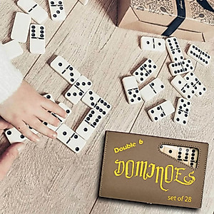 VovoGeratto Classic Dominoes Game Set, Dominoes Double 6, Premium Dominoes Set for Adults Professional, Ideal for 2-4 Players Family Game, 28 Pieces