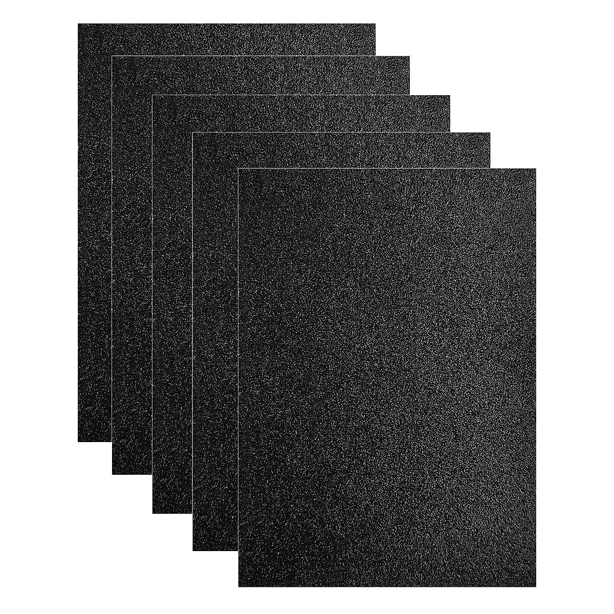 Jtnohx Large Glitter Felt Fabric, 5pcs Glitter Sheets, 11.8 x16.5 inches Glitter Felt for Crafts, Felt Glitter Square for Party Project Holiday Greeting Festival (Black)