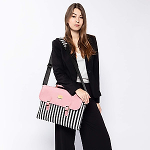LOVEVOOK Computer Bag for Women Laptop Messenger Bag for Work College, Slim-Pink, 15.6-Inch