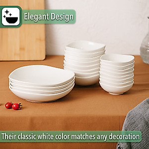 BTaT- Porcelain Serving Bowls, 24 Oz, Set of 4, Pasta Bowls, Large Serving Bowls, White Serving Bowls, Serving Bowls for Entertaining, Salad Bowls Set of 4, Dinner Bowls, Serving Dishes for Parties