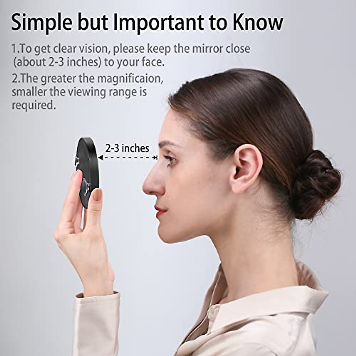 Funtopia Magnifying Mirror, 3.5 Inch 20X Mirror and 10X Magnifier Mirrors with 2 Suction Cups, Small Travel Magnifying Mirror and Tweezers Kit for Eyebrow Tweezing, Blackhead Blemish Removal (Black)