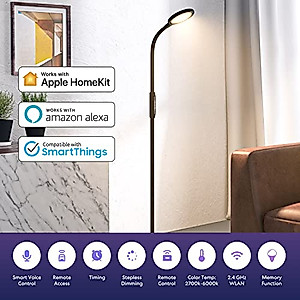 Meross Smart LED Floor Lamp, Dimmable Floor Lamp Supports HomeKit, Alexa, Google Assistant, 3-in-1 Standing LED Floor Lamp for Living Room, Bedroom with Gooseneck, Tunable White, Remote & App Control