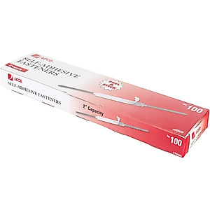 ACCO Self-Adhesive Fasteners, 2" Capacity, Economy, 100 Fasteners/Box (70020), Silver (A7070020)