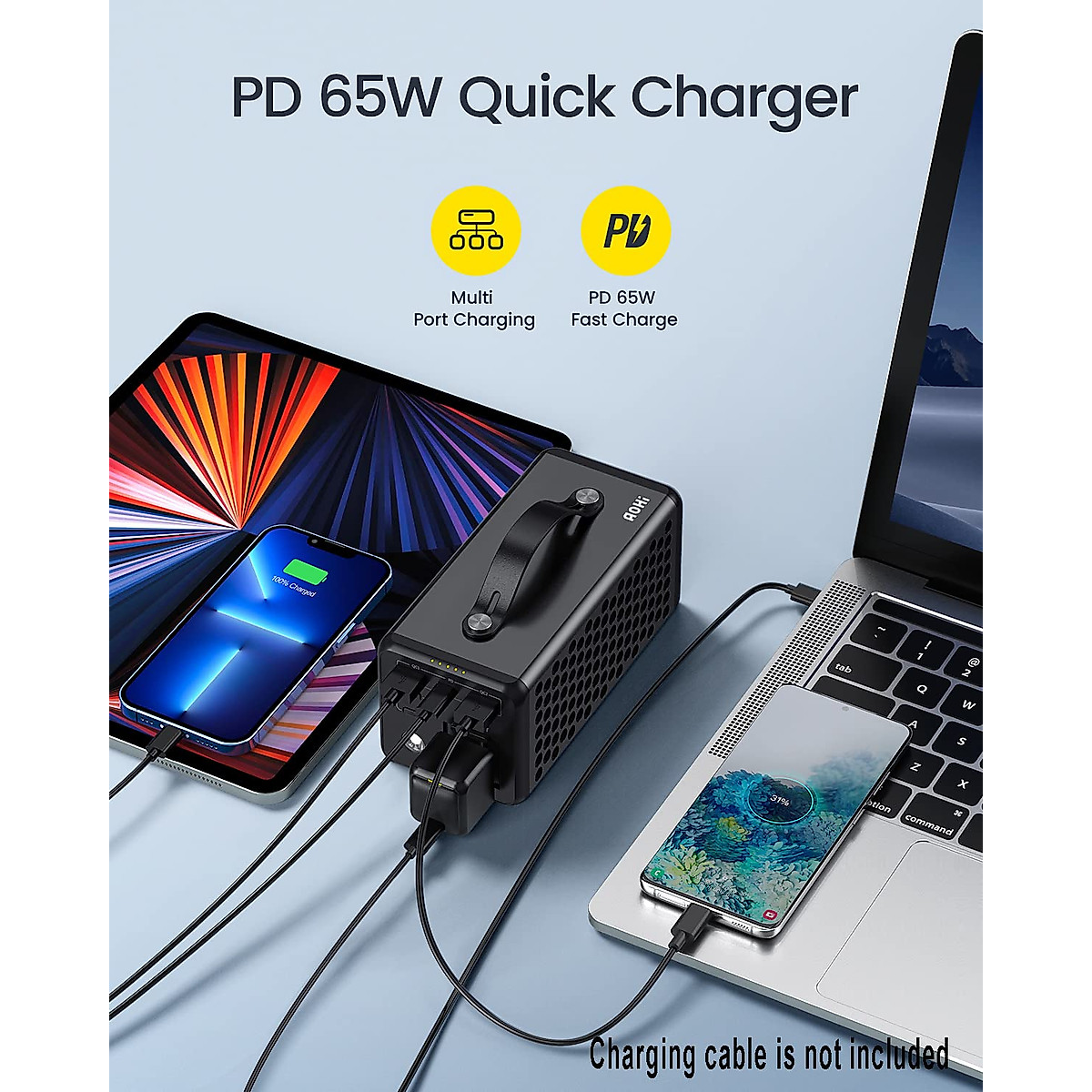 AOHI Portable Power Station, Power Bank with AC Outlet 150W Magcube 96.48Wh/26800mAh Backup Power Supply, Lithium Battery Power Bank with PD 65W Quick Charge LED Light Outdoor Camping Emergency