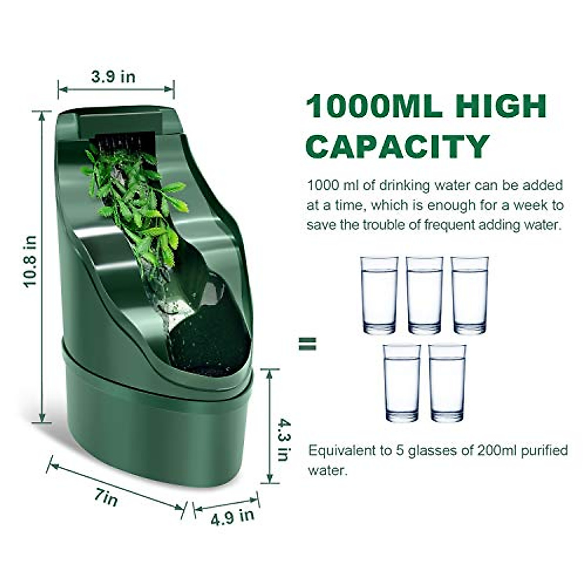 Reptile Chameleon Drinking Fountain Water Dripper, Suitable for Snake, Gecko, Lizard, Chameleon, Bearded Dragon Water Dispenser Water Dish Bowl, Reptiles Habitat Waterfall & Tank Accessories Kit