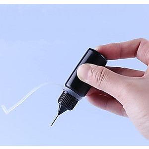 NANSHINE 12pcs 10ml(0.34oz) Black Needle Tip Glue Bottle Squeeze Bottle With 2pcs Funnel, Light-proof Plastic Bottle Reagent Dispensing Bottle Precision Tip Applicator Bottles