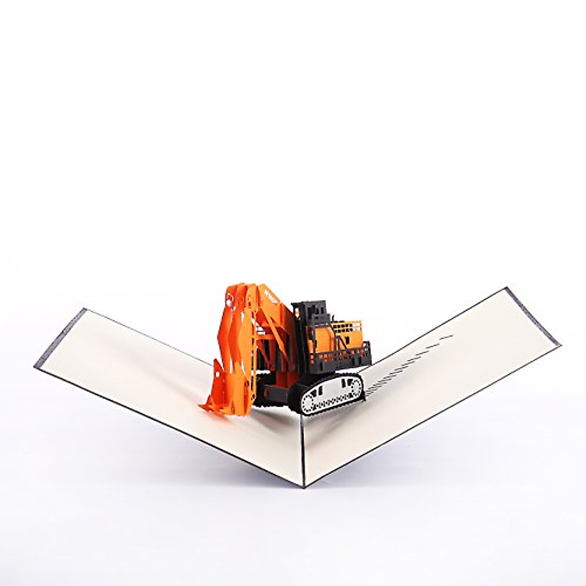 Liif Orange Excavator Pop Up Card, 3D Greeting Pop Up Card For All Occassion, Birthday, Father’s Day, Graduation, Congratulations, Get Well, New Business, Kids, Handmade Gift