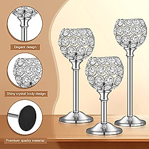 18 Pieces Crystal Candle Holders Bulk Candle Stick Holder Centerpieces for Table Wedding Centerpieces Crystal Decorative Tealight Candle Dining Table Candle Holder Decor for Party (Silver)