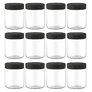 MANSHU 6 Pack 8 Oz Clear Empty Slime Storage Containers, Slime Jars with Lids for little arts and crafts and household supplies, Black Lid