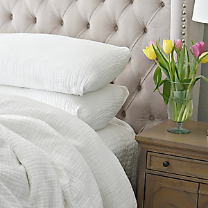 A-Zzz 100% Muslin Cotton Duvet Cover - Convertible to Cooling Adult Muslin Blanket/Light Summer Comforter, Hot Sleeper, Breathable Gauze, Zipper Closure, 2 Pillowcases (White, King (U.S. Standard))