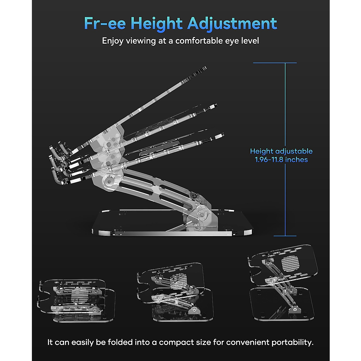 Lpoake 𝟮𝟬𝟮𝟯 𝗨𝗽𝗴𝗿𝗮𝗱𝗲𝗱 Acrylic Laptop Stand for Desk Clear Laptop Riser Adjustable Height White Computer Stand for Laptop Compatible with 10 to 15.6 Inches Laptops(Transparent)