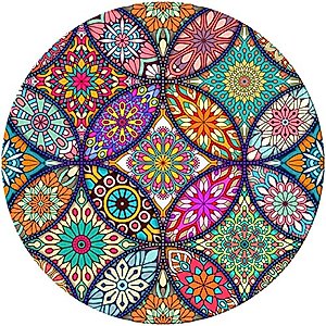 BOSOBO Mouse Pad, Round Mandala Mouse Mat, Cute Mouse Pad with Design, Non-Slip Rubber Base Mousepad with Stitched Edge, Waterproof Women Office Mouse Pads, Small Size 7.9 x 7.9 Inch, Pretty Mandala