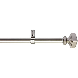 Amazon Basics 1" Wall Curtain Rod with Square Finials, 72" to 144", Nickel