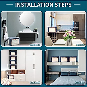 Foldable Clothes Storage Bins 2 Pack,Metal Frame Clothing Storage Box with Reinforced Handle, Stackable Thick Linen Fabric Closet Organizer Set with Clear Windows, Sturdy Zippers, Blue(19.7x15.7x13in)