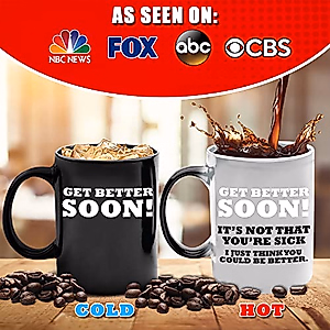 GR8AM Text Revealing Tea Cup 16oz - Get Better Soon - Funny Coffee Mug for Men & Cute Coffee Cups for Women. Best Big Coffee Cups for Stocking Stuffers or Cute Gifts for Women