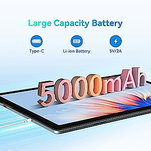 XCX Android 12 Tablet, 10 inch Tablet with 64bit 4-Core Processor, 32GB ROM 2GB RAM Tablet Android, WiFi, Bluetooth, USB-C Rechargeable, Dual Camera (Gray)