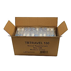 FRESHMINT 100 Pack 2-Piece Travel Toothbrush, Individually Wrapped in Poly Bag to Avoid tampering, Collapsible Toothbrush, Easy to Grip, Soft Nylon Bristles