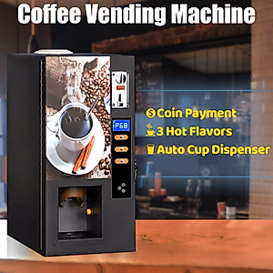 RXFSP Smart Commercial Fully Automatic Table type Self Coin Payment 3 Flavor Instant Hot Coffee Vending Machine Tea Milk