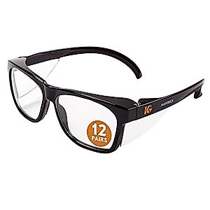 KleenGuard™ V30 Maverick™ Safety Glasses (49309), with Anti-Fog Coating, Clear Lenses, Black Frame, Unisex for Men and Women (Qty 12)