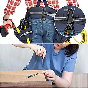 Bahagia 1/4 inch Hex Shank Bit Holder, 6pcs Quick Release Drill Bit Holder Keychain for Impact Driver, Portable Screwdriver Bits Holder, Aluminum Alloy, Color Coded - Gift for Men