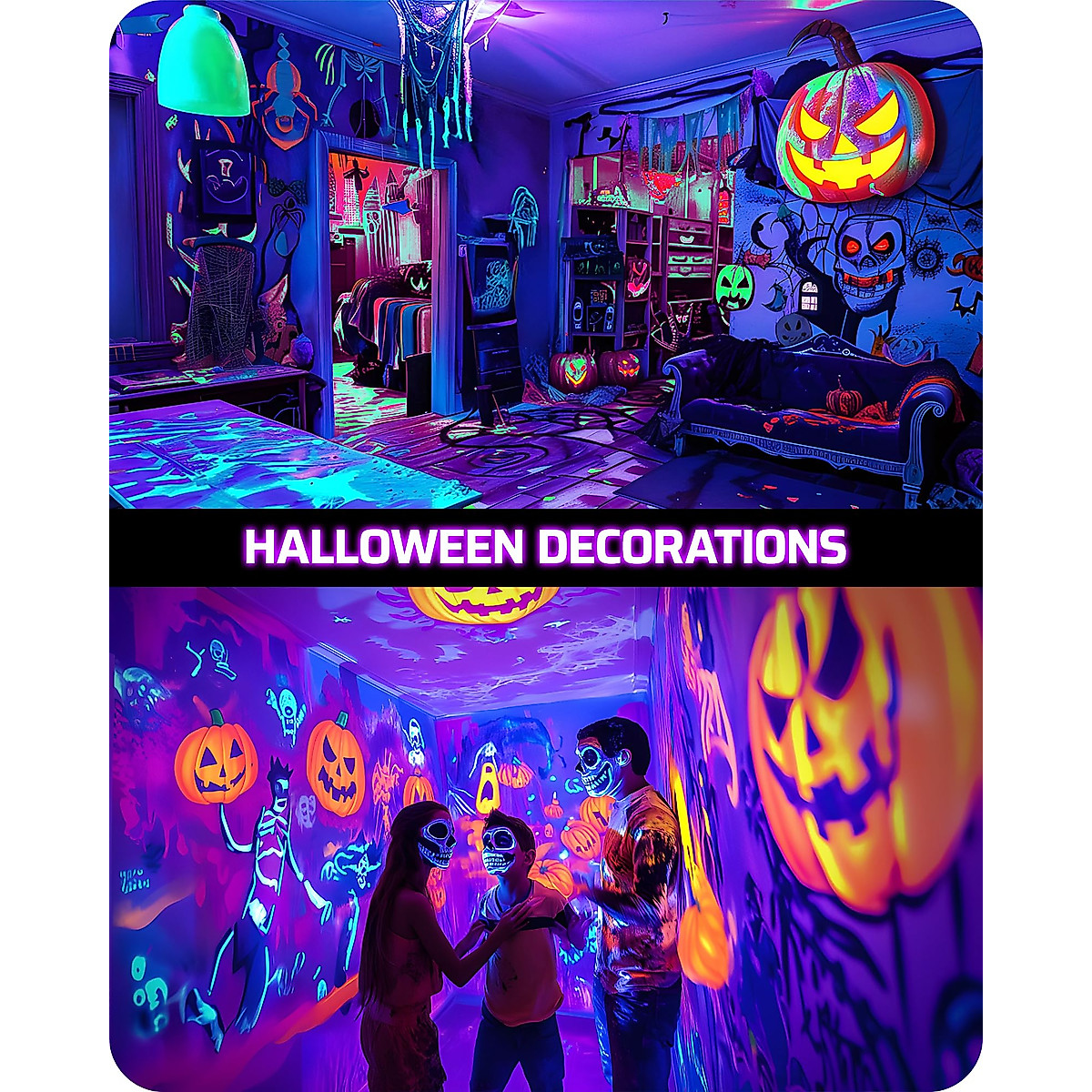 EDISHINE 6 Pack Black Light Bulb, 120V 9W UV Blacklight Bulbs with UVA Level 385-400nm, A19 E26 Base, LED Black Light Bulb for Blacklight Party, Body Paint, Fluorescent Poster, Halloween, ETL Listed