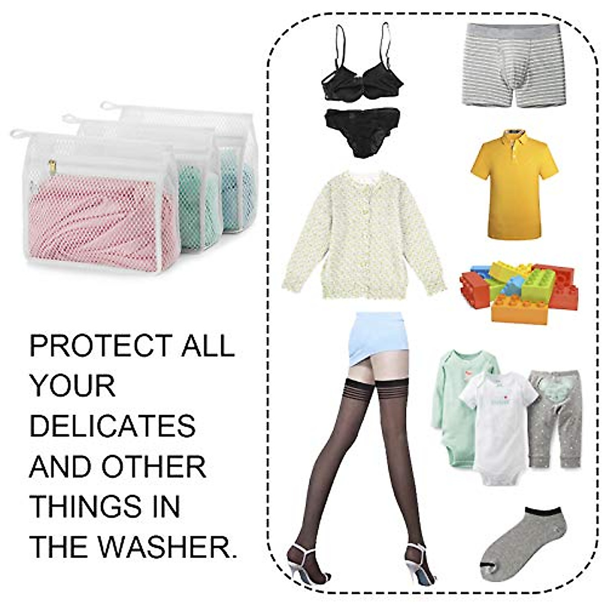 Tenrai 3 Pack Delicates Honeycomb Mesh Laundry Bag, With YKK Zipper, Lingerie, Hosiery, Socks, Bra, Baby Products, Fine Knitwear Mesh Wash Bags (3 X-Small)