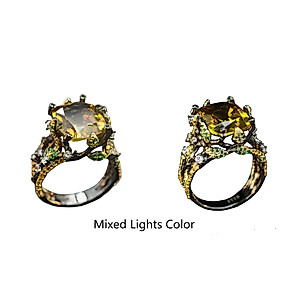 Tingle Alexandrite Rings Fine Jewelry For Women Diaspore Color Change Gem Engagement Ring Sterling Silver Ring (Magic Forest, 9)