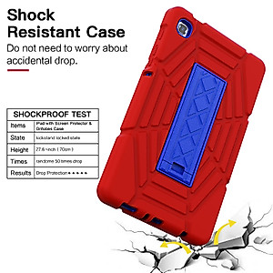 Grifobes for Samsung Galaxy Tab A7 Lite Case, 8.7 inch Shockproof Rugged Protective Cover with Stand for 2021 Tab A7 Lite 8.7" Tablet SM-T220/T225/T227U for Kids Boys Children(Red+Blue)
